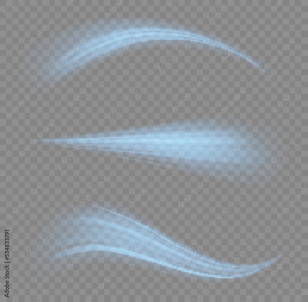 Glowing motion line. Dynamic blue waves. Luminous lines of speed. Light ...