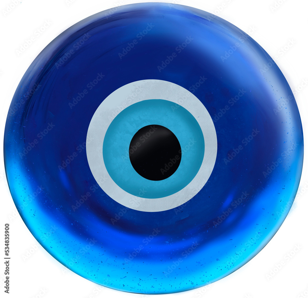 Large size blue evil eye digital illustration, PNG file with ...