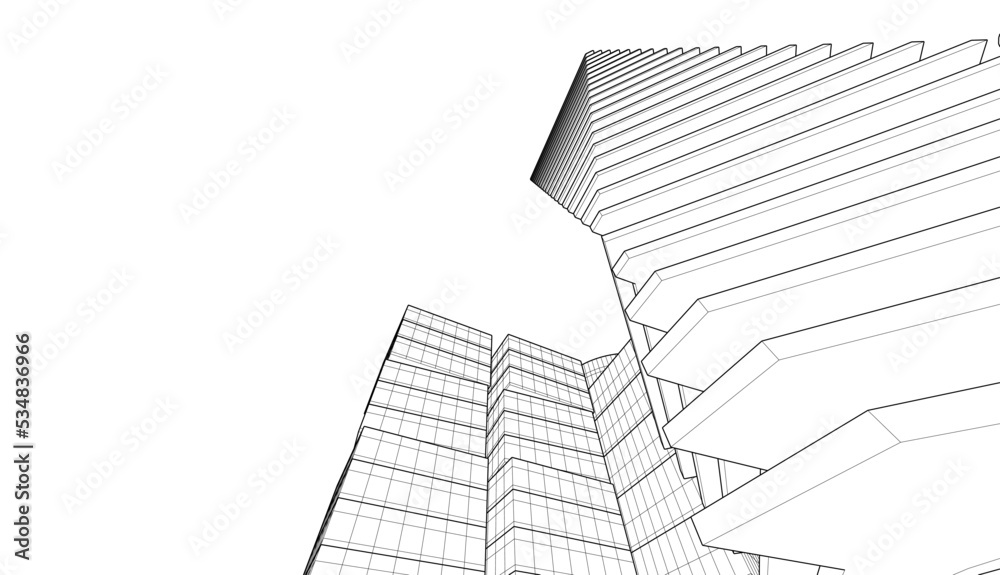 Linear architectural drawing vector illustration Stock Vector | Adobe Stock