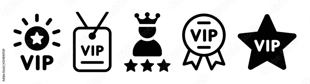 Vip signs, labels, badges or tags icon set. Very important person ...