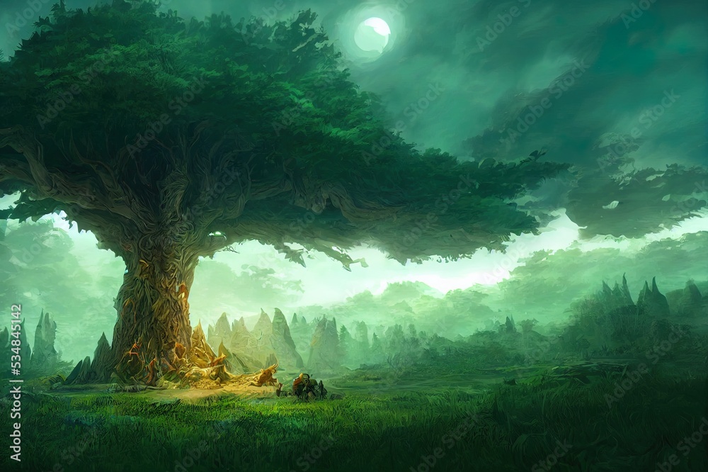 2d digital illustration environment design concept of fantasy fictional ...