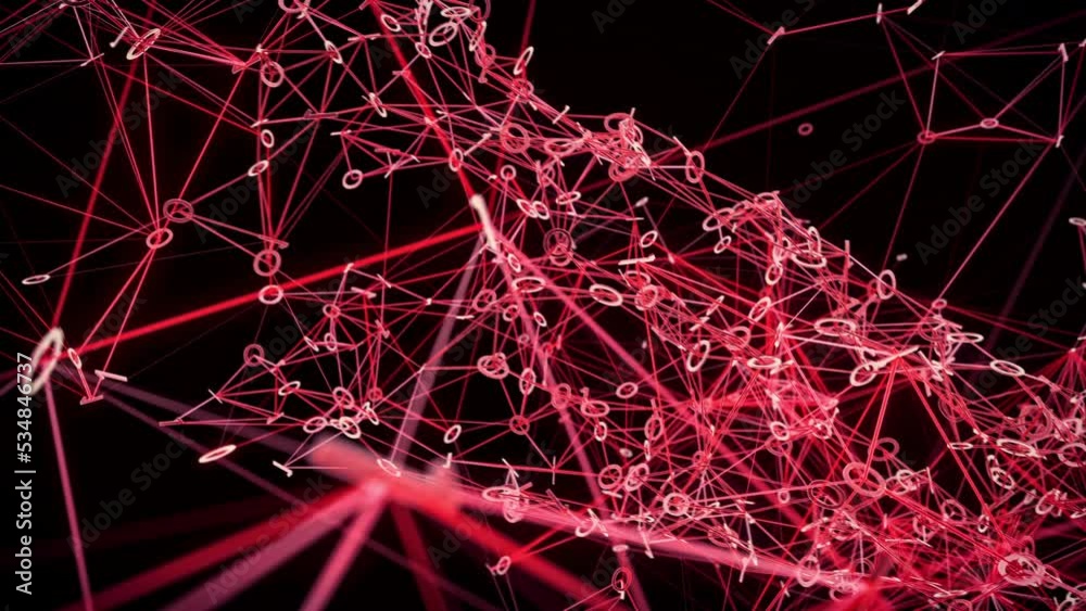 Digital Red Binary Metaverse Data Network expansion explosion Meta universe burst Plexus digits ...