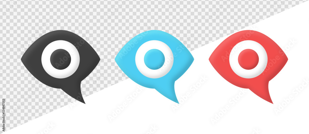 3d eye icon speech bubble emoji icon symbol, i am a witness sign ...