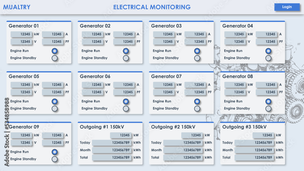 Vetor de HMI SCADA UI Template Industrial Flat Design do Stock | Adobe ... Vetor de HMI SCADA UI Template Industrial Flat Design do Stock | Adobe ...