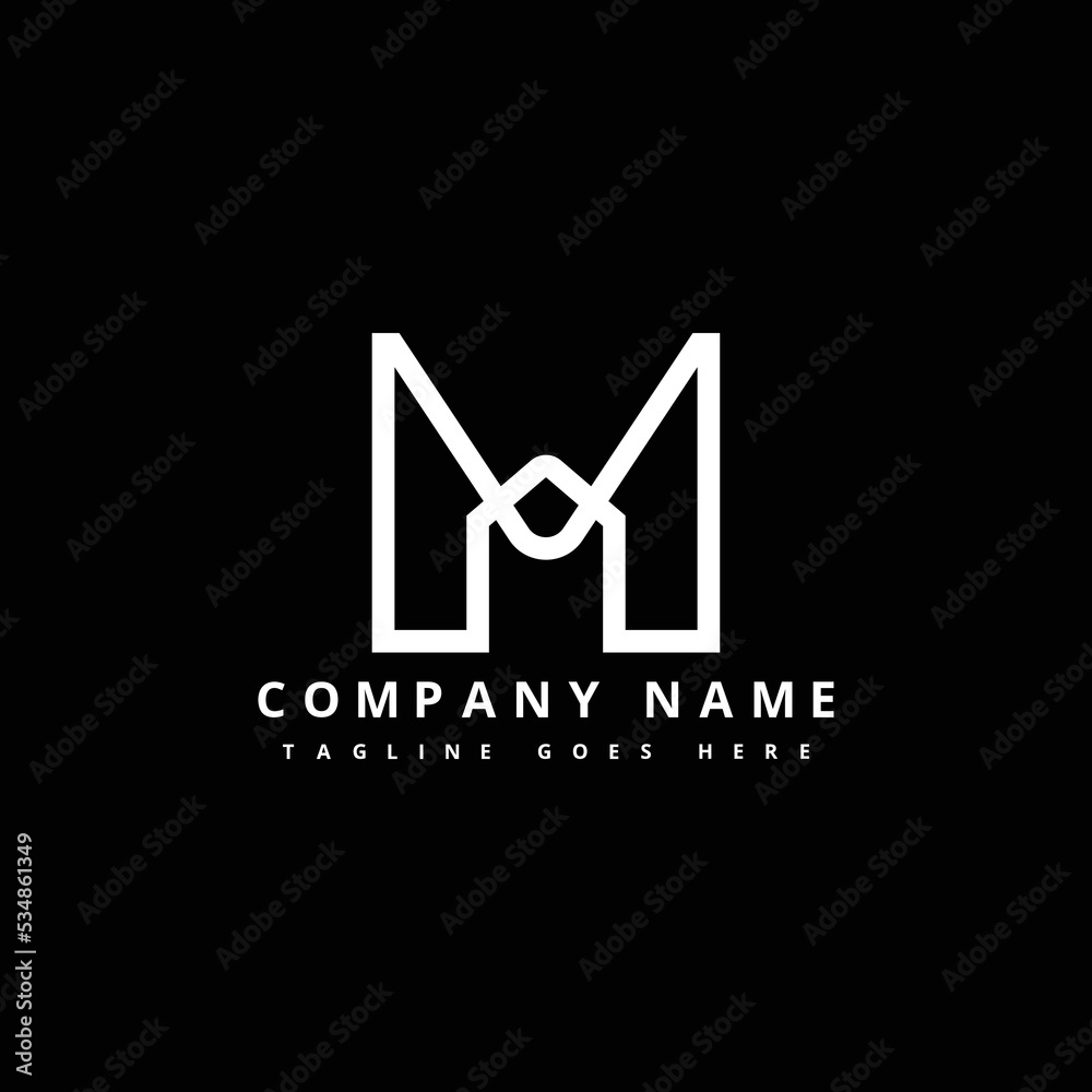 Minimalist abstract line art letter M plus logo. This logo icon ...