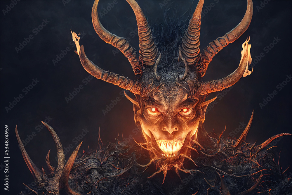 Demon monster devil in hell. Generative AI Stock Illustration | Adobe Stock