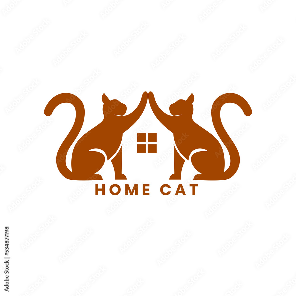 Cat house logo illustration design, this logo design is suitable for a ...
