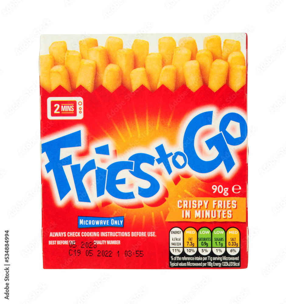 Fries To Go frozen microwave potato French fries in a 90g microwavable ...