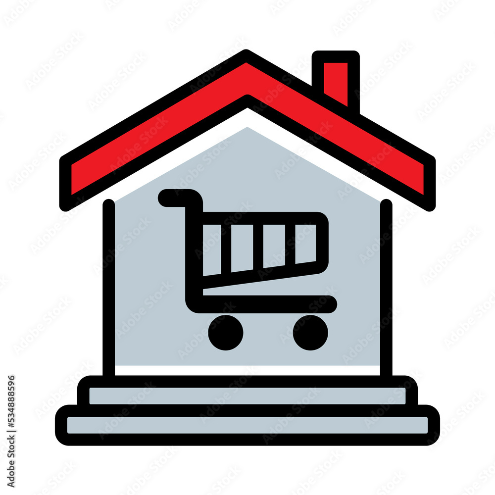 Supermarket building icon. Shopping mall map location sign. Apartment ...