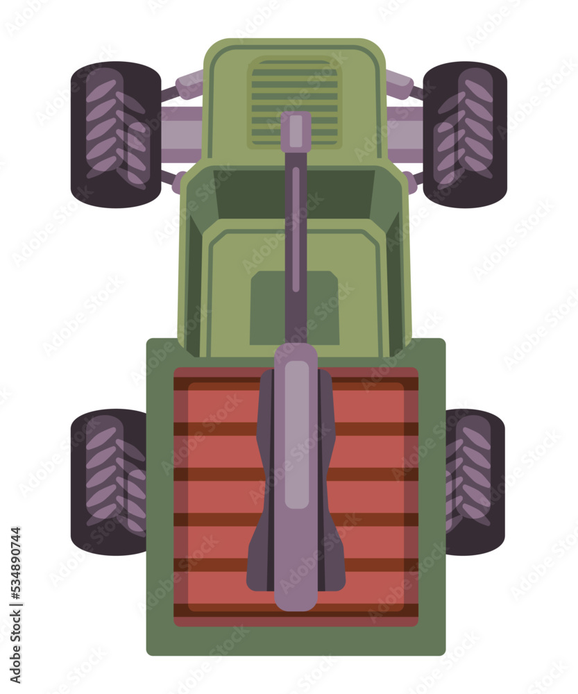 Military armored vehicle top view graphic game asset truck with gun ...
