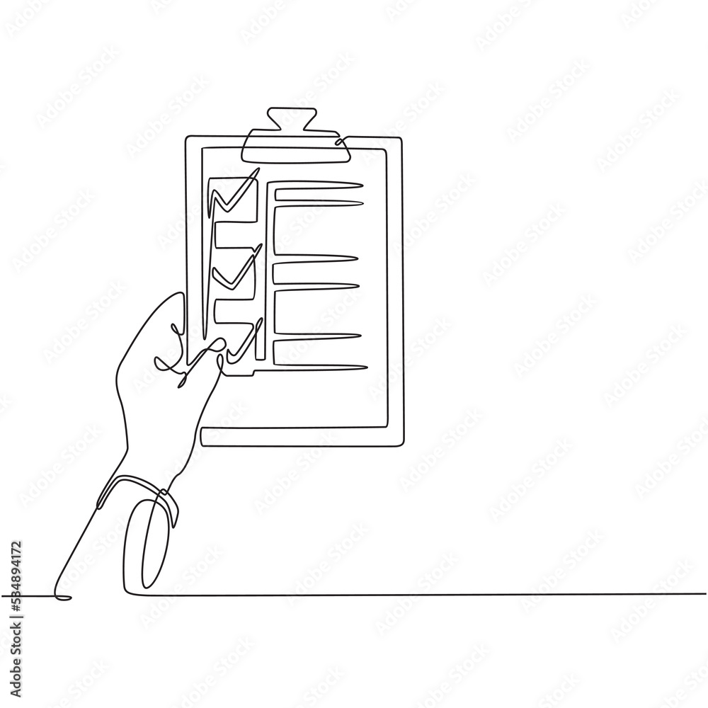 Vetor de Continuous line drawing checklist illustration art do Stock ...