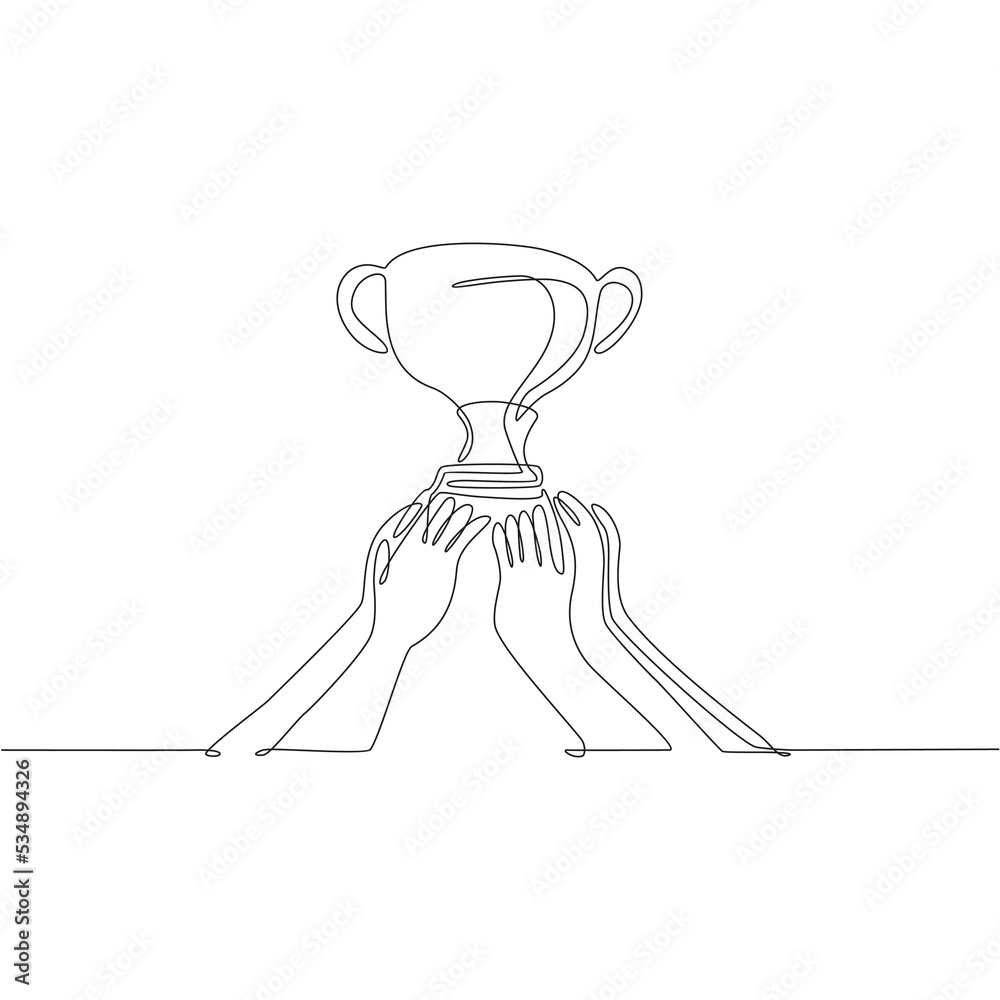 Continuous line drawing of champion trophy Stock Vector | Adobe Stock