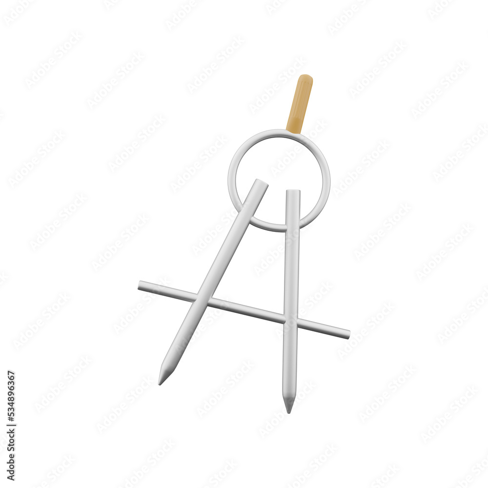 3d render drawing compass. 3d render geometery compass. 3d render ...