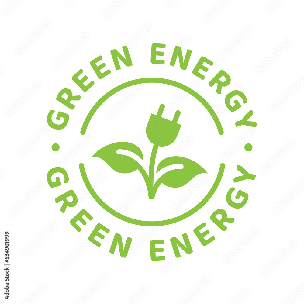Green energy vector label. Sustainable, natural and renewable resources ...
