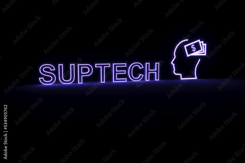 SUPTECH neon concept self illumination background 3D illustration Stock ...