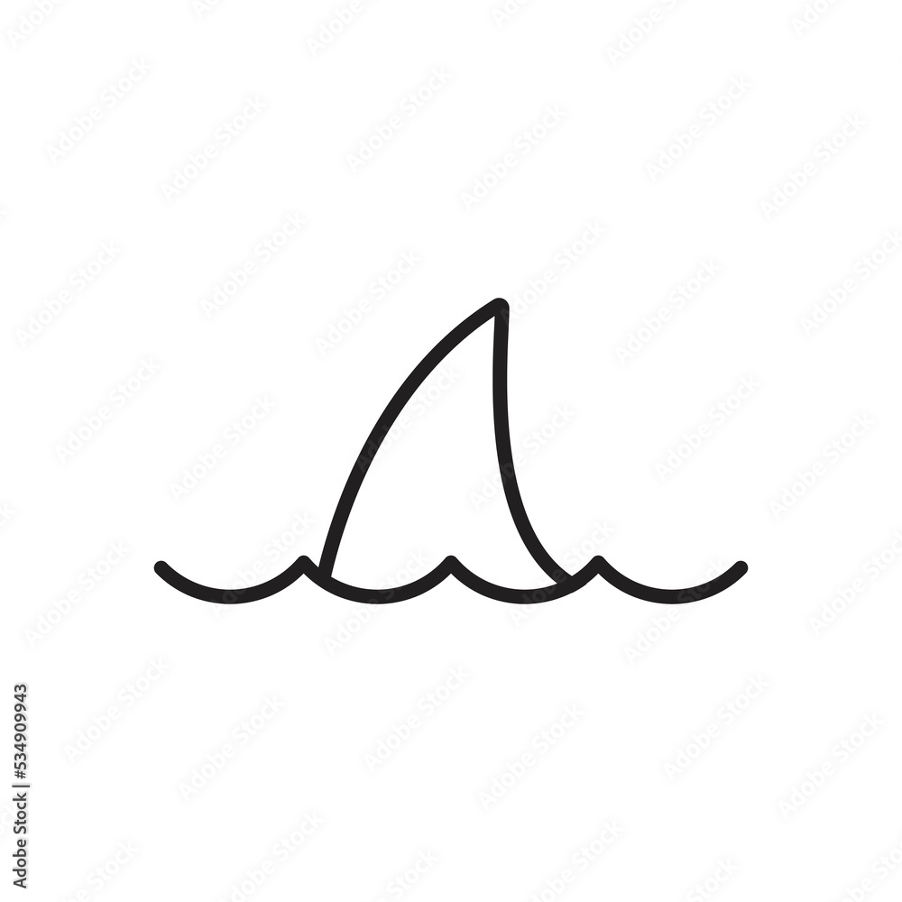 eps10 black vector Shark fin abstract line art icon isolated on white ...