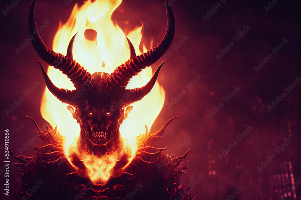 Demon monster devil in hell. Generative AI Stock Illustration | Adobe Stock