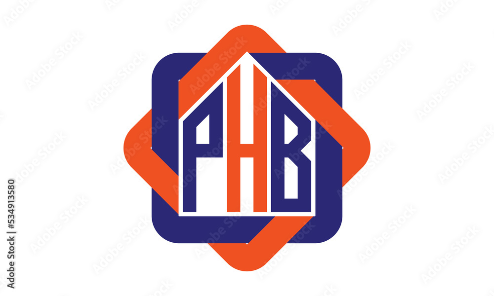 PHB three letter real estate logo with home icon logo design vector ...