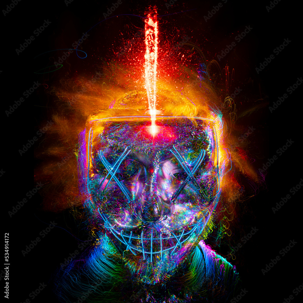 music album cover, abstract silhouette demon Stock Illustration | Adobe ...