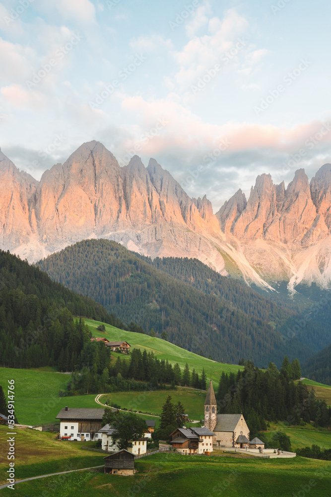 Stunning view of the Funes Valley (Val di Funes) with the Santa ...