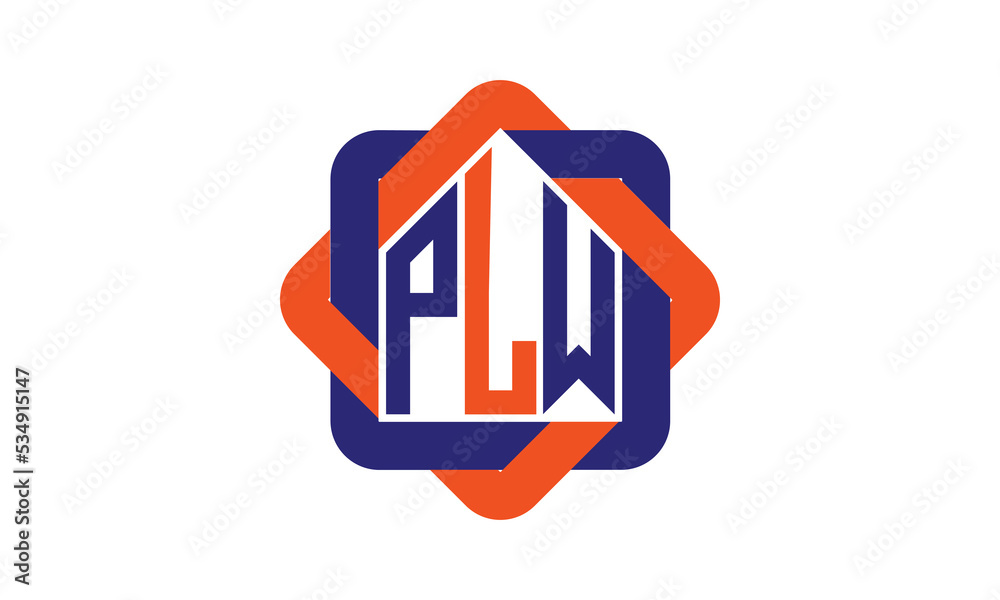 PLW three letter real estate logo with home icon logo design vector ...
