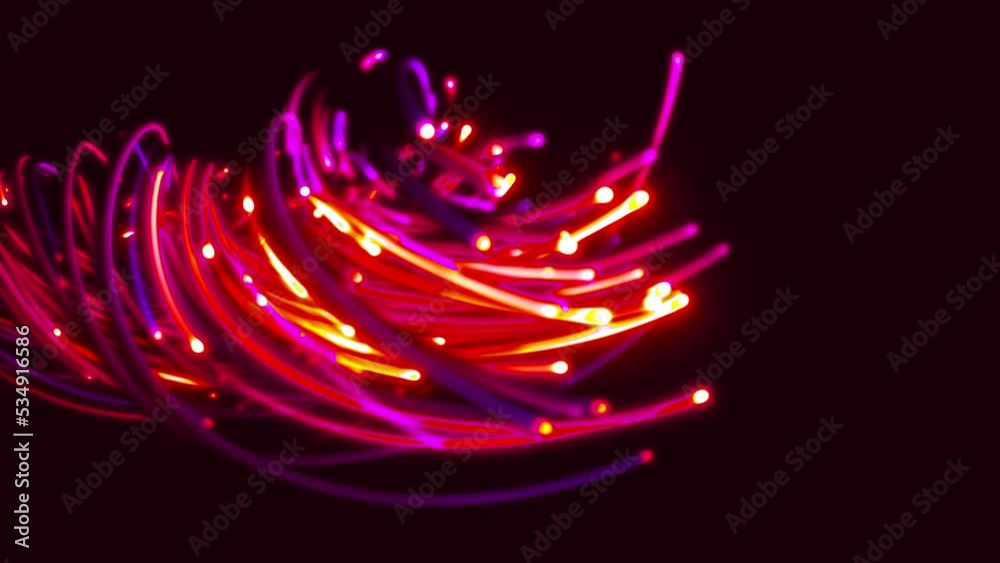 Colorful abstract background of strings, lines, ribbons, fibers or ...