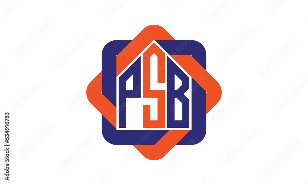PSB three letter real estate logo with home icon logo design vector ...