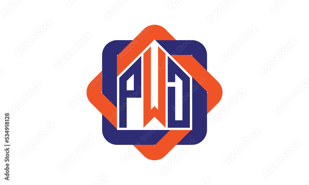 PWD three letter real estate logo with home icon logo design vector ...