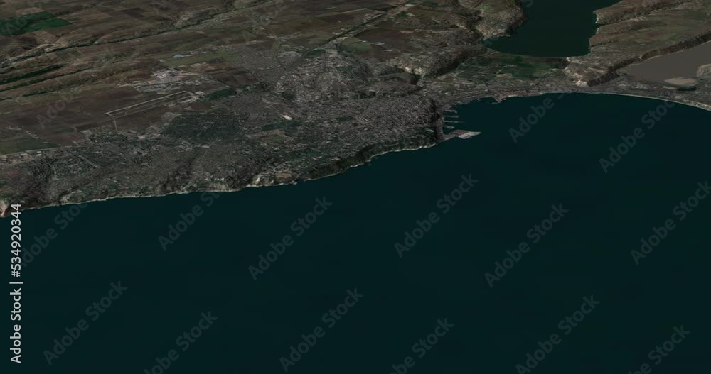 Odesa map rotate 360 loop cw with 3d relief 4K satellite ground height ...