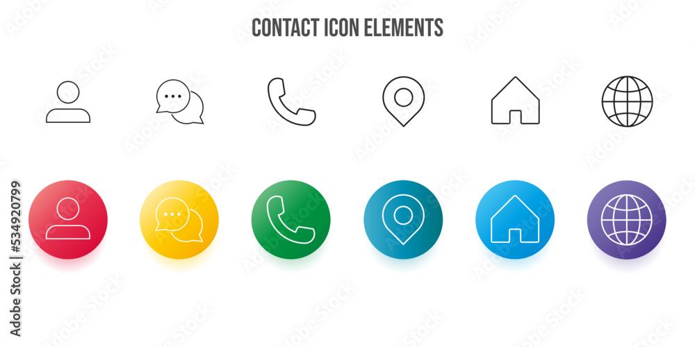 Contact icon elements in various forms Stock Vector | Adobe Stock