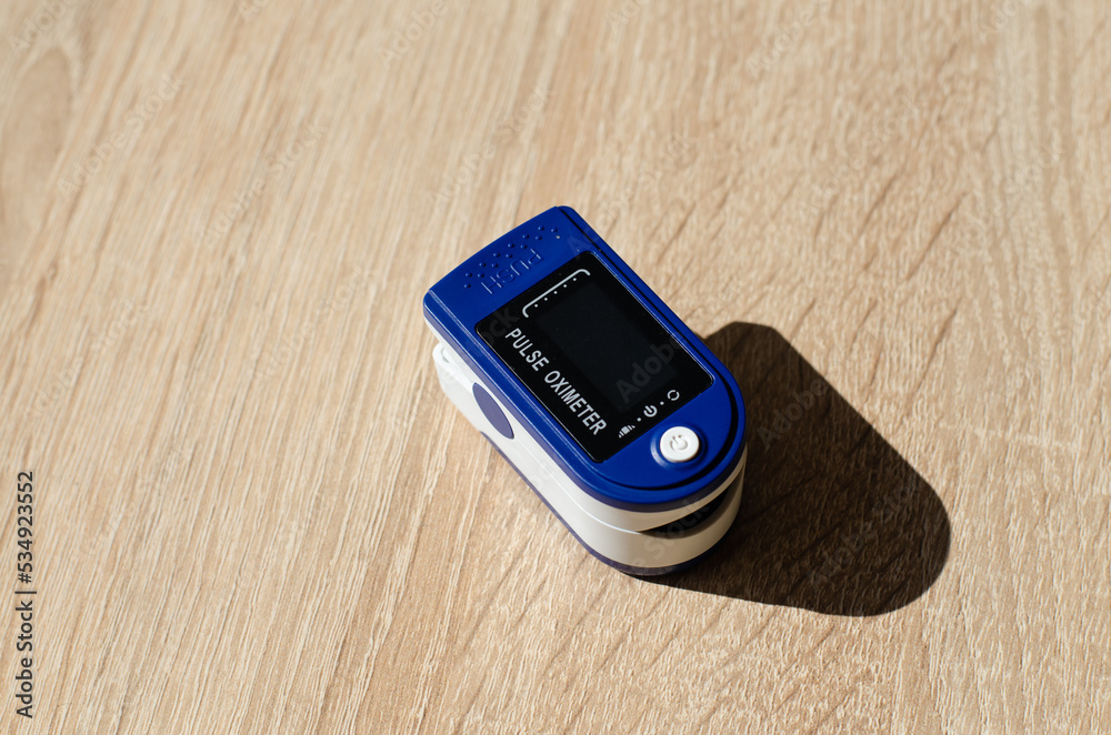 A device for measuring oxygen in the blood. Pulse oximeter. Heart rate ...