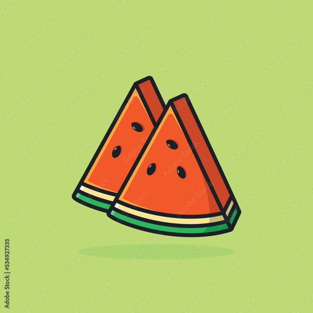 Two slices Of Watermelon Cartoon Vector Icon Illustration. Food Fruit ...