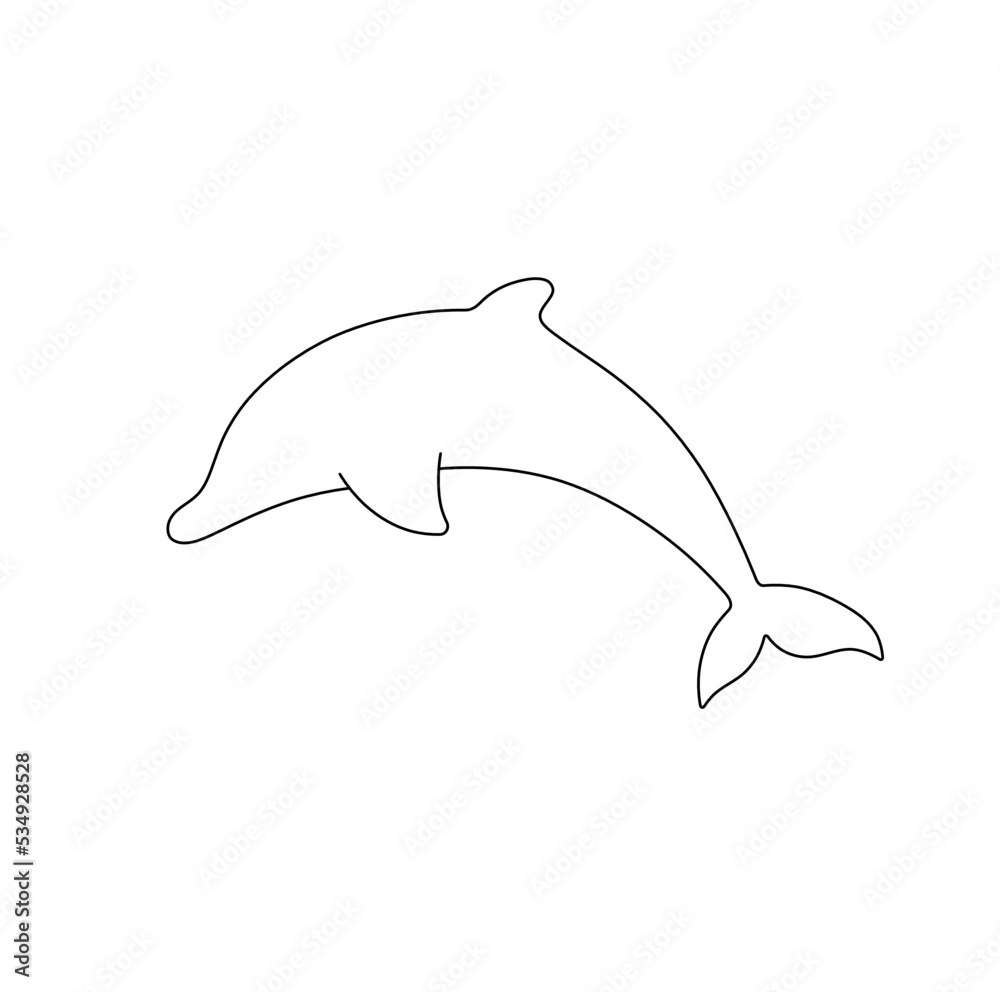 Vector isolated one jumping dolphin side view silhouette colorless ...