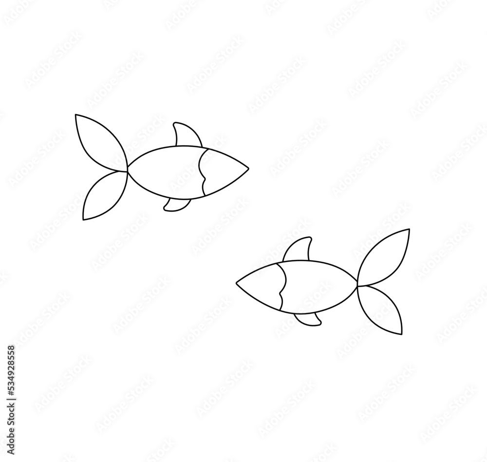 Vector isolated two fishes swimming in different directions colorless ...