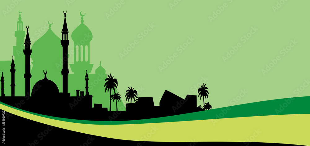 wallpaper background Islamic with green color, mosque wallpaper ...
