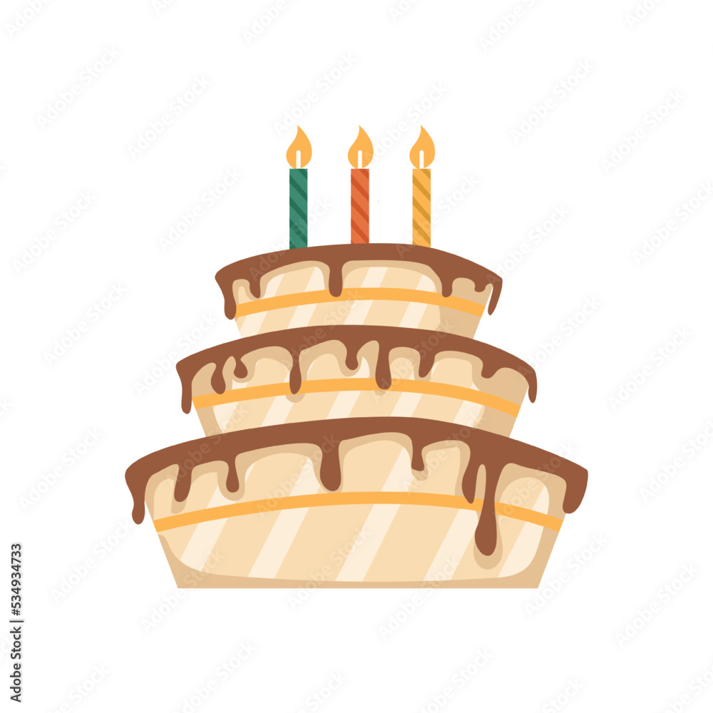 Chocolate cake for birthday, isolated dessert with glaze or topping and ...