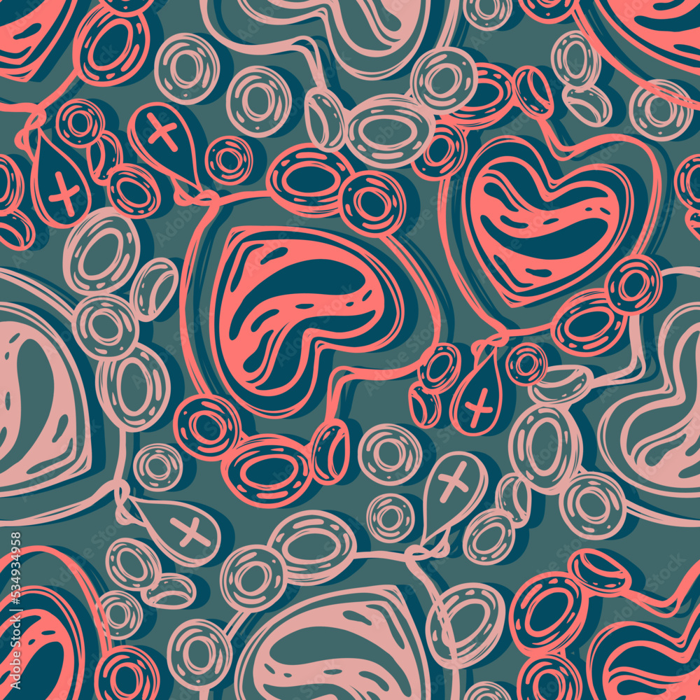 Vector illustration. Vessel with donated blood. Blood molecules ...