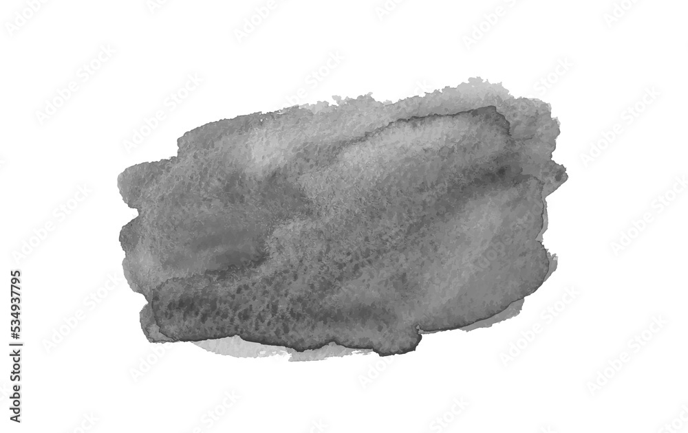 Gray watercolour spot on white. Hand drawn painting. Grey stain ...