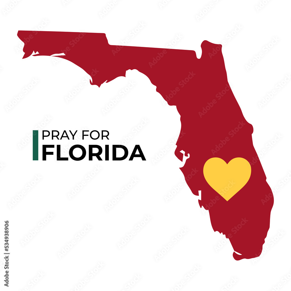 Pray for Florida Hurricane, Floods Victims. Florida Map Illustration ...