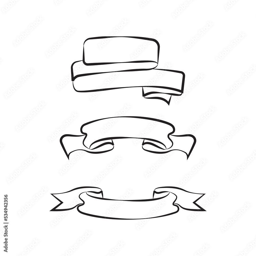 Banner scroll ribbon outline drawing vector illustration Stock Vector ...