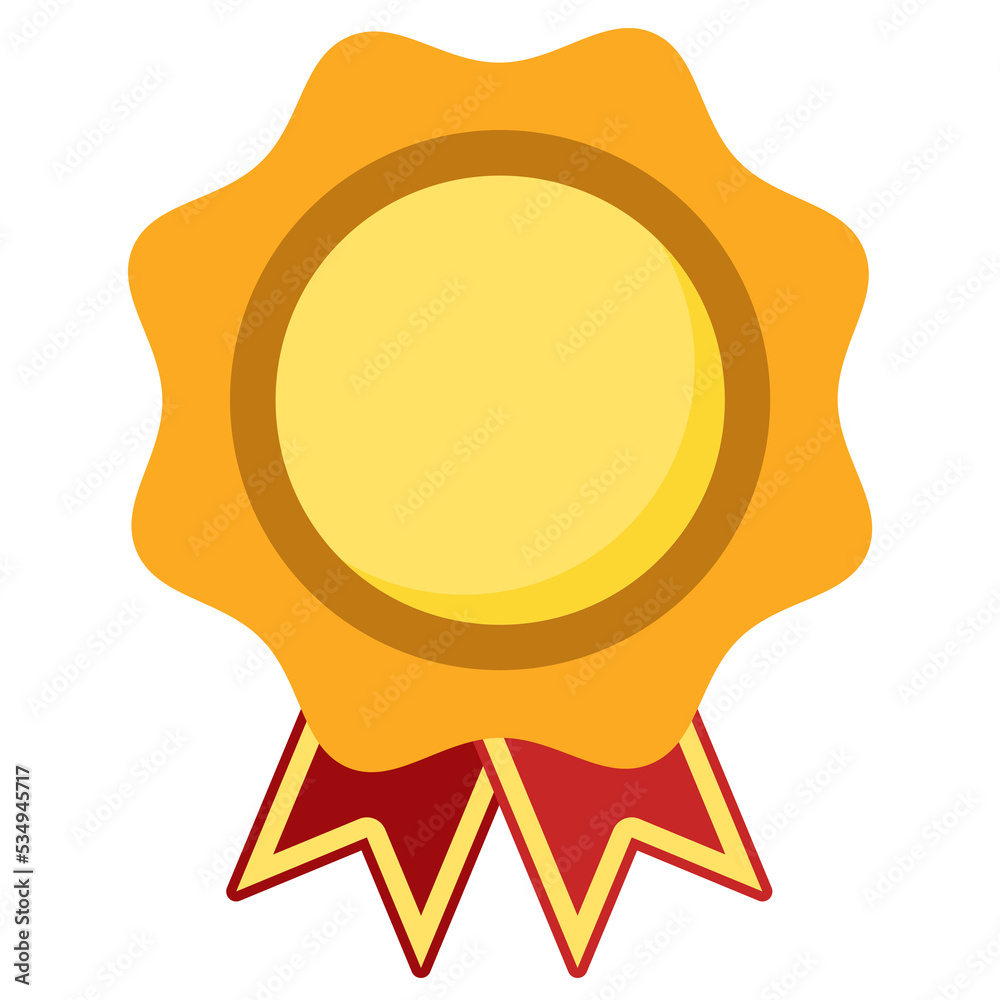 Gold Medal Award and Ribbon. Cartoon Illustration. Stock Illustration ...