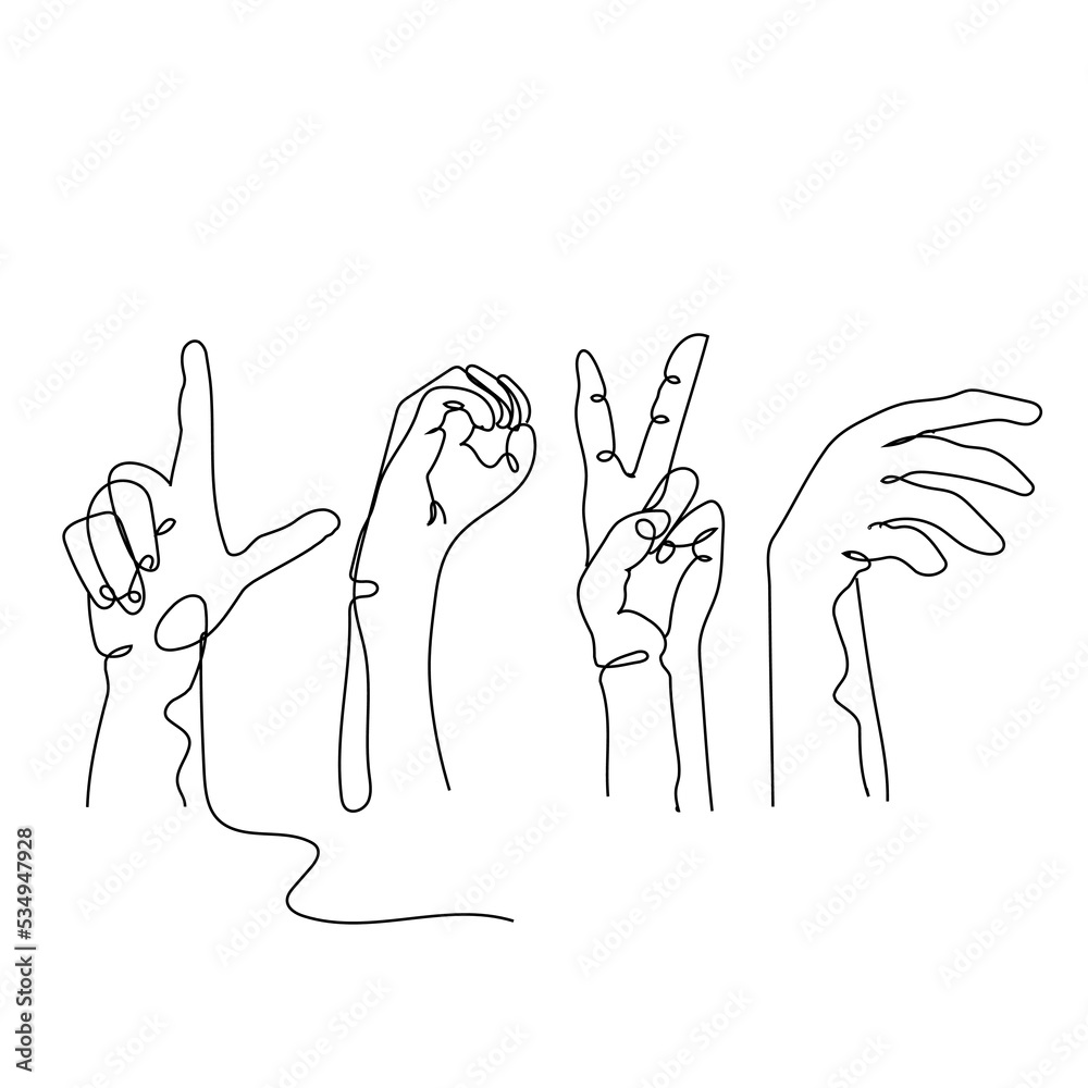 one line drawing hands making sign or symbol heart by fingers ...