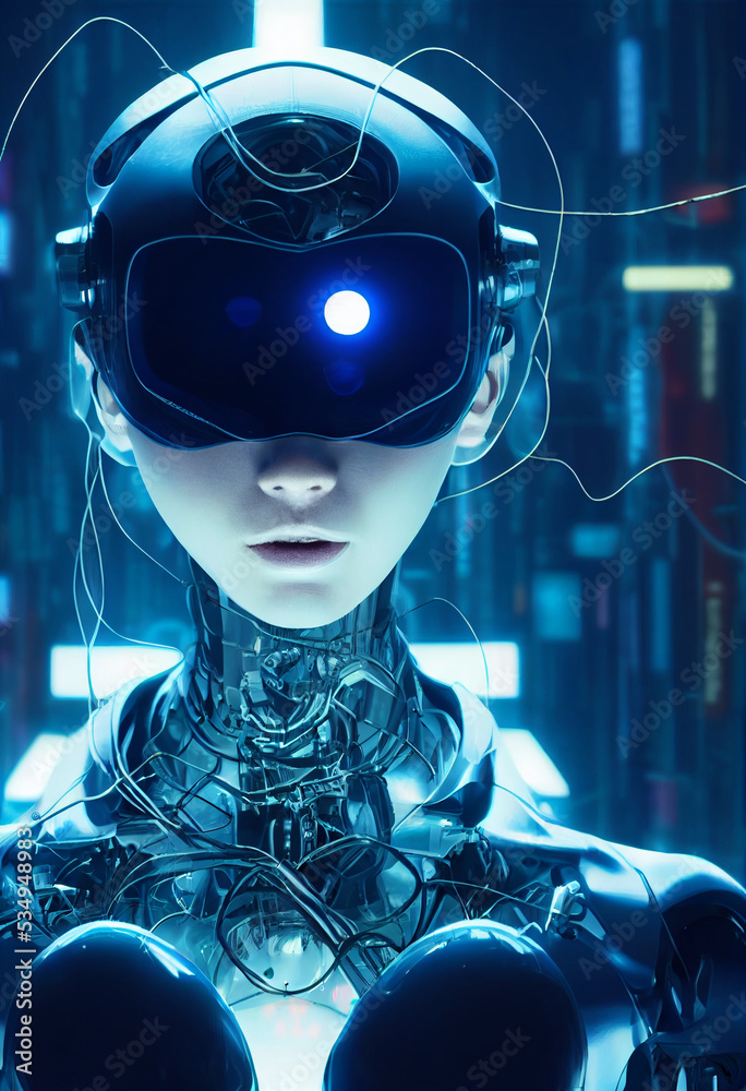 3D rendering 3D illustration, android robot bionic, bionic woman book ...