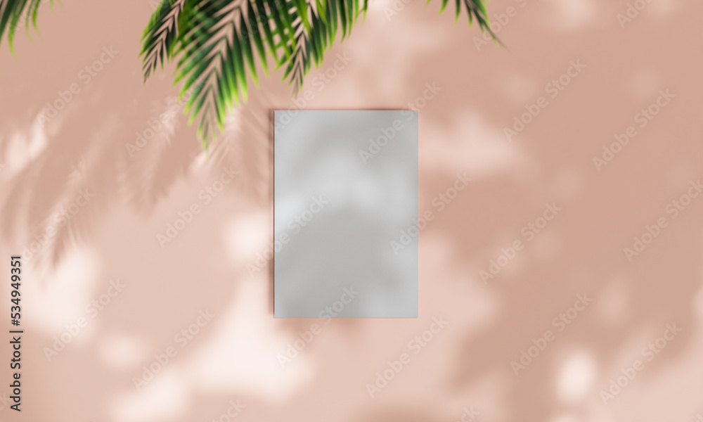 Top view with colorful background snd tree stand or podium on ...