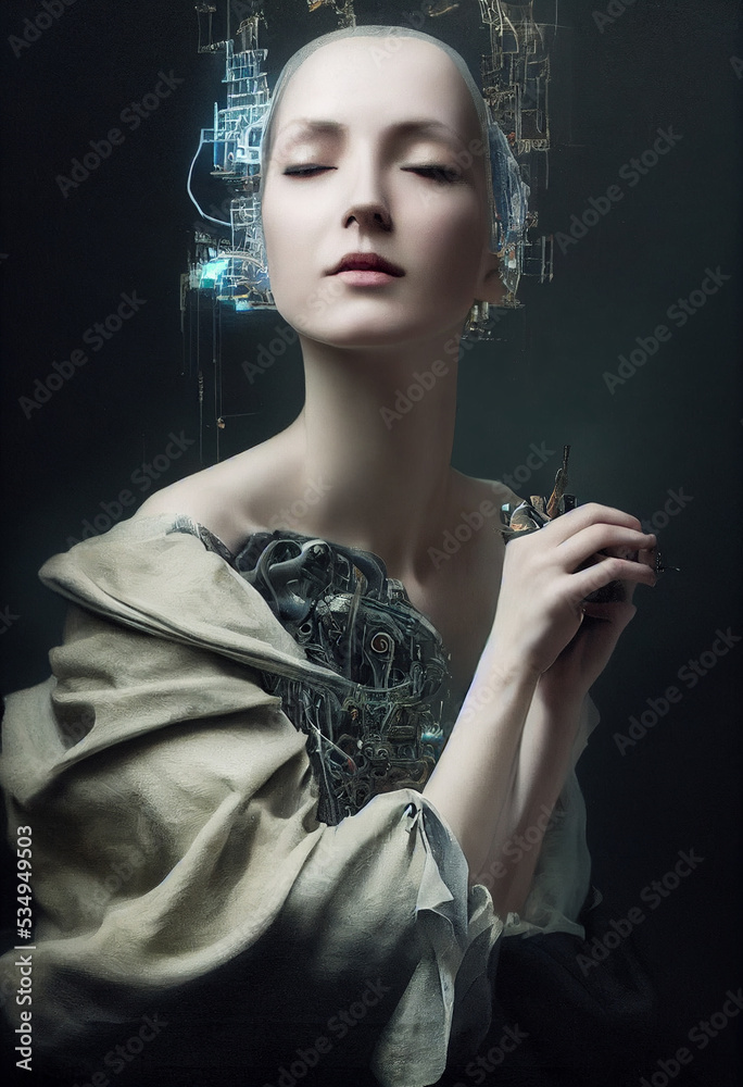 3D rendering 3D illustration, android robot bionic, bionic woman book ...