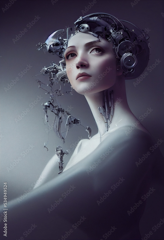 3D rendering 3D illustration, android robot bionic, bionic woman book ...