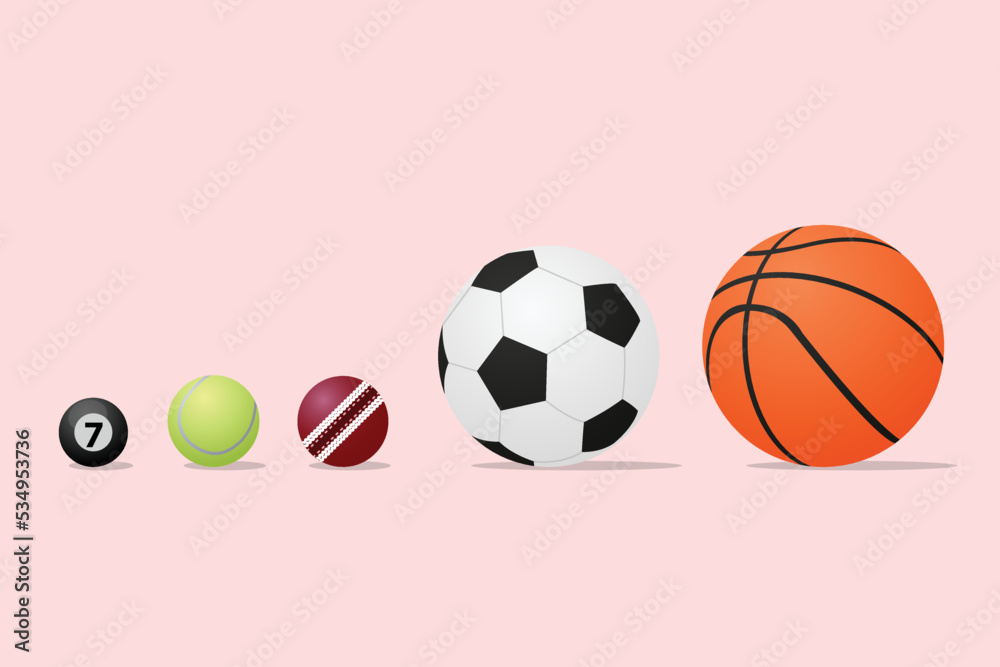 Sports ball size comparison premium vector illustration Stock Vector ...