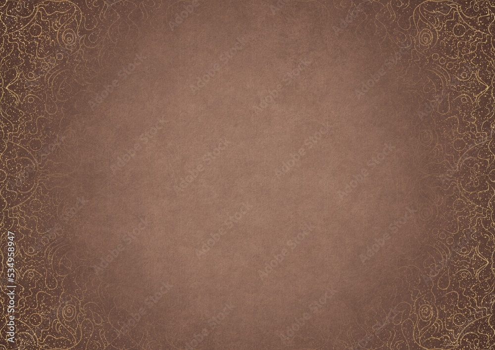 Light brown textured paper with vignette of darker color and golden ...