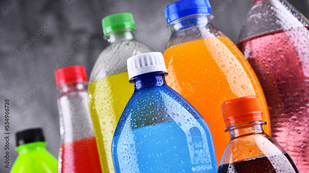 Plastic bottles of assorted carbonated soft drinks Stock Photo | Adobe ...
