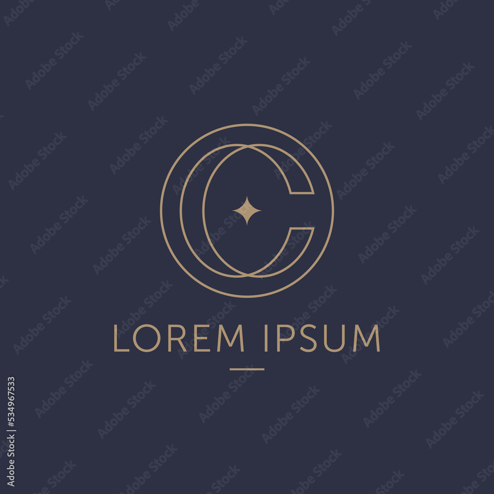 minimalist luxury letter c line art icon label logo template vector ...
